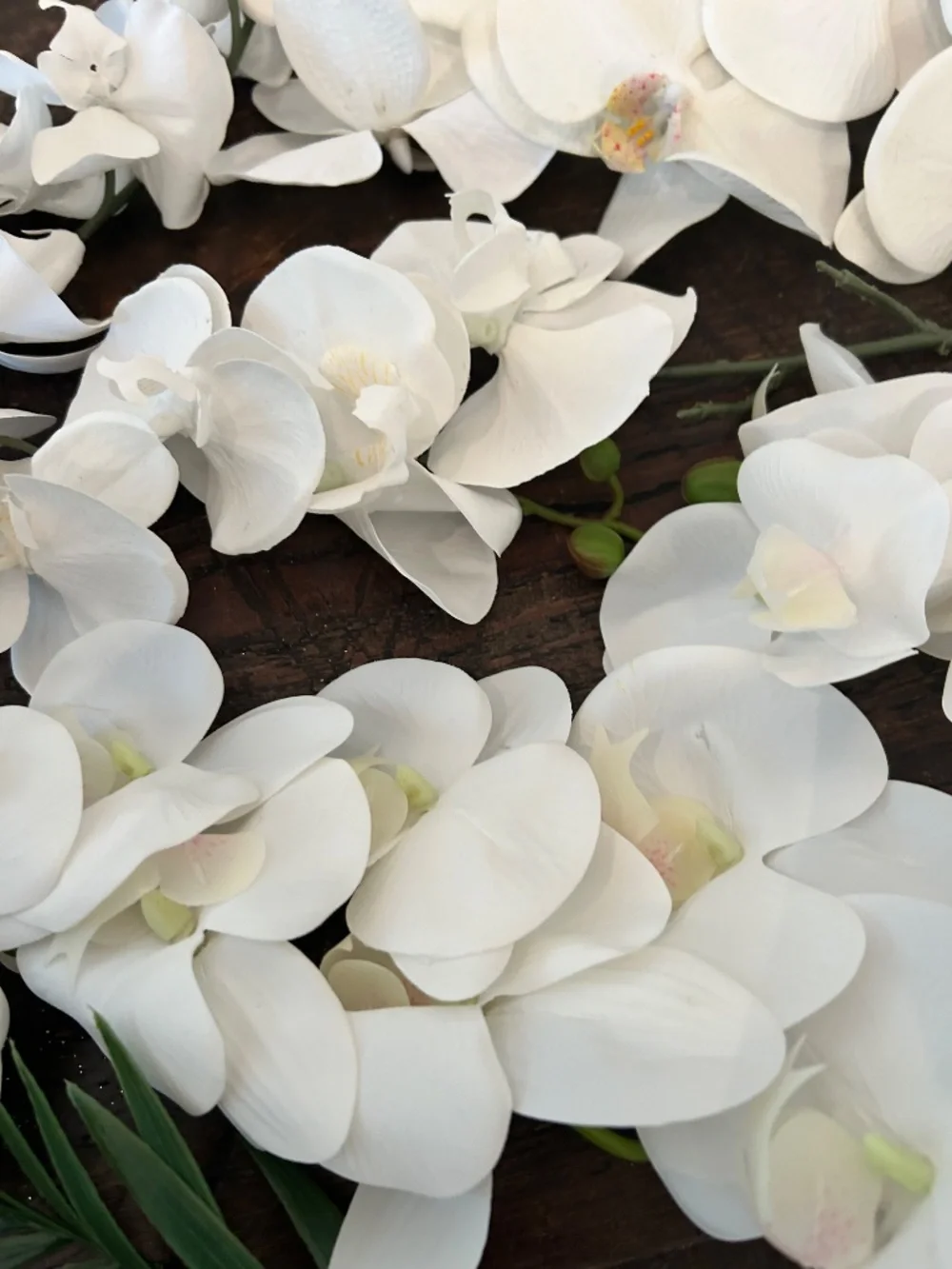 Other | Six Stems Of White Silk Orchids And Palm Fronds | Poshmark